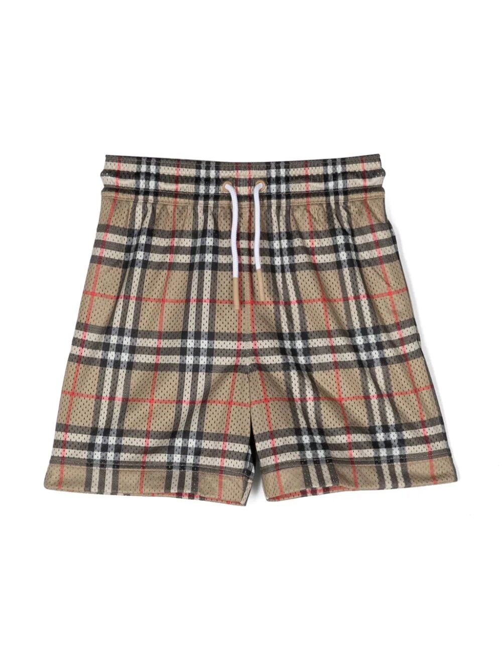 Burberry Kids' Vintage Check-print Perforated Shorts In Brown | ModeSens